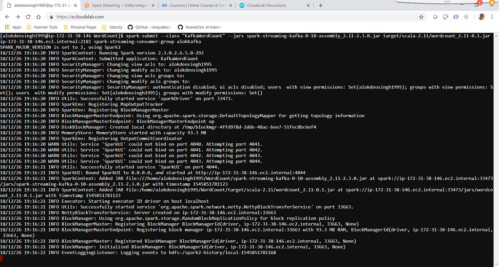Spark Streaming + Kafka Issue - Apache Kafka - CloudxLab Discussions Spark Streaming + Kafka Issue - Apache Kafka - CloudxLab Discussions