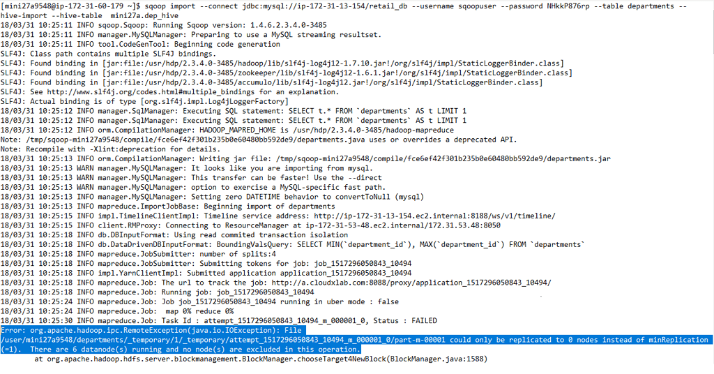 Error While Performing Sqoop Import Export Lab Support Cloudxlab Discussions