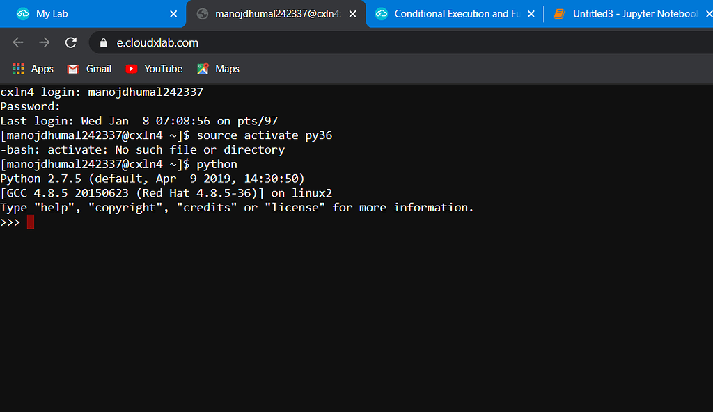 How To Activate Py36 In Web Console Command Lab Support Cloudxlab 4592