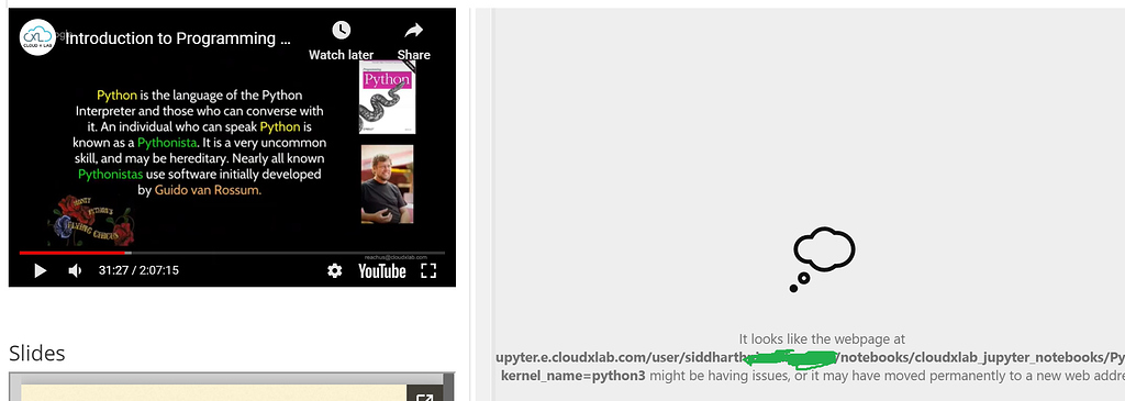 Unable To View Jupyter Notebook In My Course Cloudxlab Discussions 0135