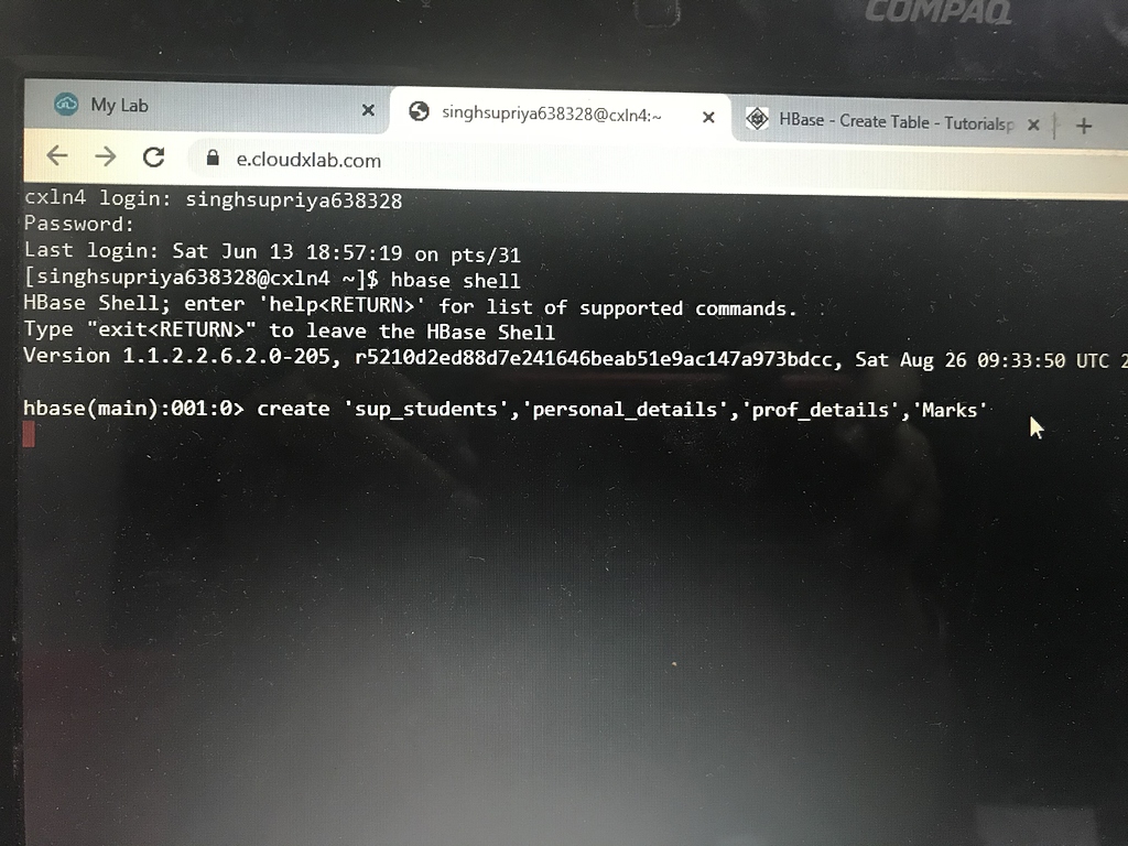 Not Able To Create Table In Hbase Lab Support Cloudxlab Discussions 4679